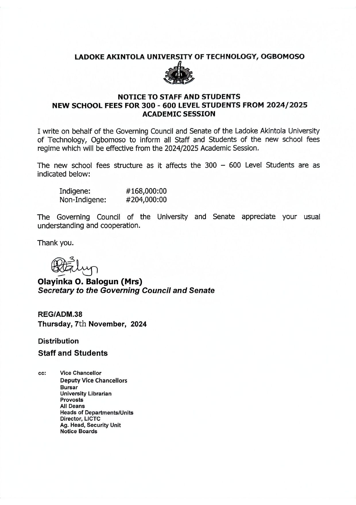 Lautech Release New School Fees For 300-600 Level – Early Life Mirror
